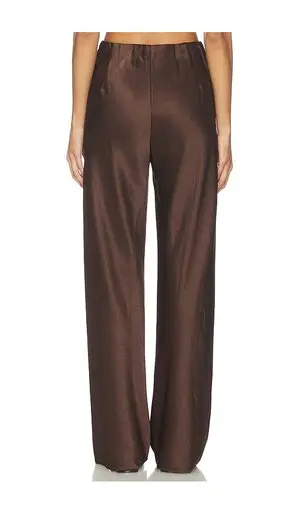 Vince High Waist Fluid Satin Bias Pant - Espresso
