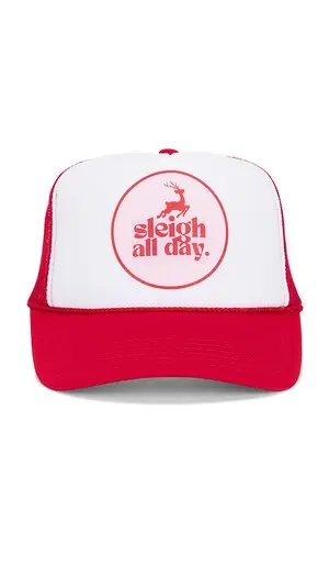 FRIDAY FEELIN Sleigh Day Trucker Hat - Red