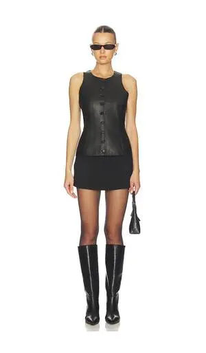 AEXAE Leather Peplum Top