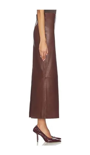 ST. AGNI Leather Column Skirt - Rum
