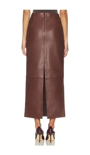 ST. AGNI Leather Column Skirt - Rum