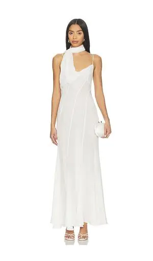 Courtney Zheng Scarf Panelled Silk Gown - Ivory
