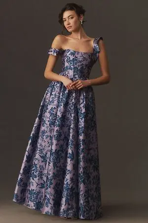 Bhldn Taffeta Bow-detailed A-line Maxi Dress