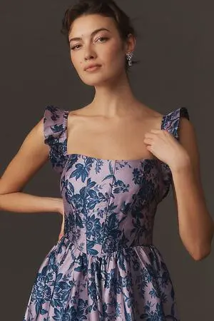 Bhldn Taffeta Bow-detailed A-line Maxi Dress