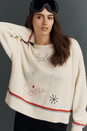 Sundry Embroidered Pullover Sweater - Oyster