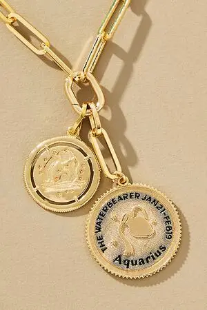 Anthropologie Zodiac Coin Necklace - Aquarius