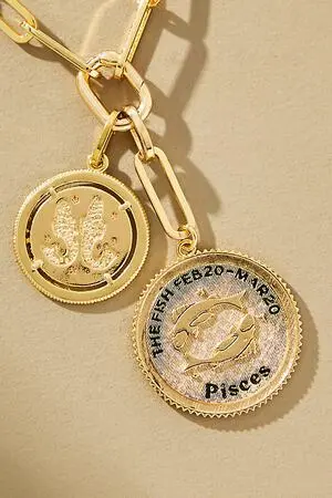 Anthropologie Zodiac Coin Necklace - Pisces