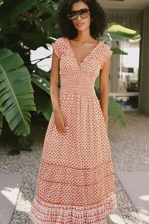 RO'S GARDEN Hilda Maxi Dress - Orange Pattern