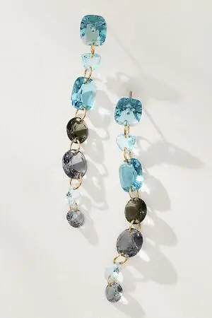 Anthropologie Crystal Stone Drop Earrings - Blue