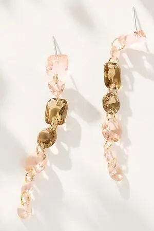 Anthropologie Crystal Stone Drop Earrings - Brown