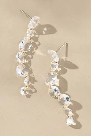 Anthropologie Crystal Stone Drop Earrings - Clear
