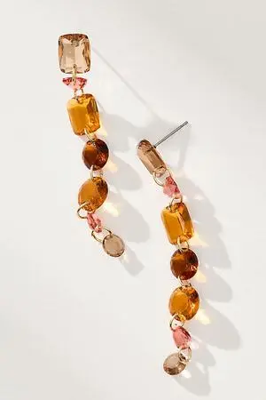 Anthropologie Crystal Stone Drop Earrings - Orange