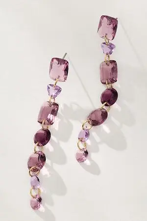 Anthropologie Crystal Stone Drop Earrings - Purple