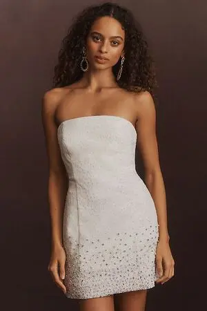 Bhldn Strapless Beaded Mini Dress