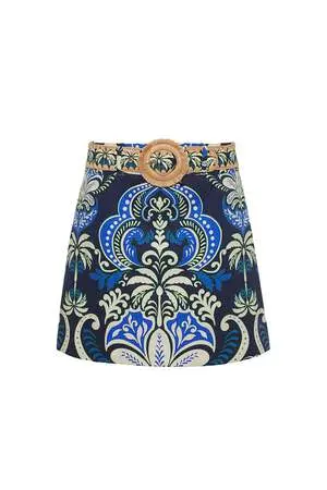 Cara Cara Blaze Mini Skirt - Palm Pavillion Cobalt