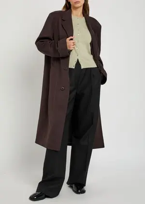 MAISON MARGIELA Single-breasted Wool Coat - Dark Brown