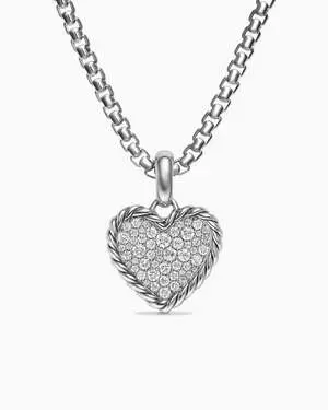 David Yurman Sterling Silver Pavé Heart Amulet - Diamond
