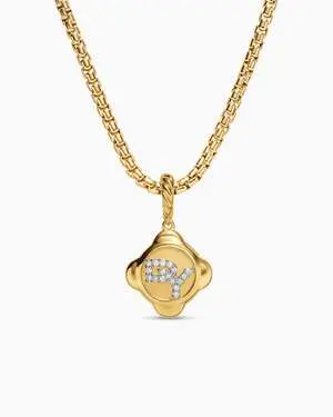 David Yurman 18k Yellow Gold Dy Logo Amulet With Diamonds - Diamond