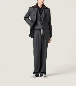 Miu Miu Wool Pinstripe Trousers - Grey
