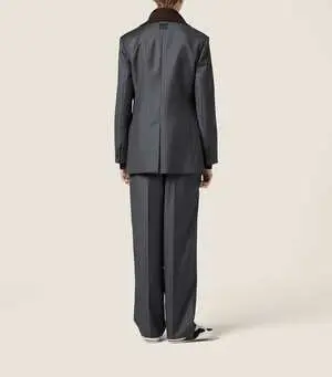 Miu Miu Wool Pinstripe Trousers - Grey