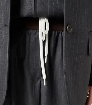 Miu Miu Wool Pinstripe Trousers - Grey