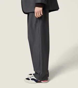 Miu Miu Wool Pinstripe Trousers - Grey