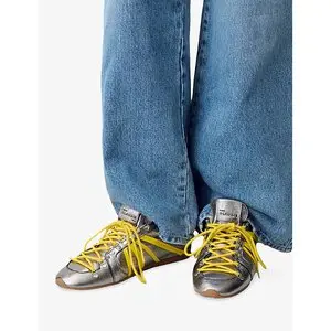 Claudie Pierlot Swing Metallic Leather Trainers - Silver