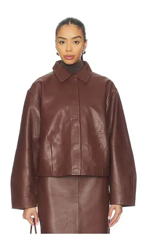 ST. AGNI Leather Cocoon Jacket