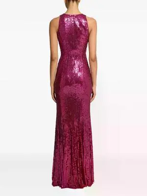 Jenny Packham Sequined V-neck Maxi Dress - Pink