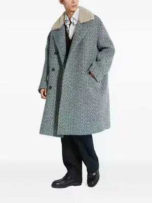 Zegna Herringbone Overcoat With Shearling Collar