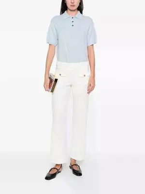 ALLUDE Cashmere Buttoned Polo Top