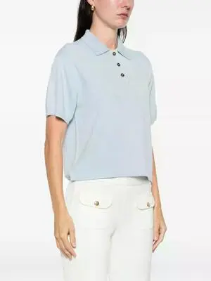ALLUDE Cashmere Buttoned Polo Top