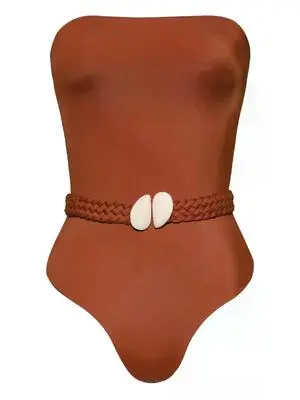 Johanna Ortiz Braided-belt One-piece Swimsuit - Brown