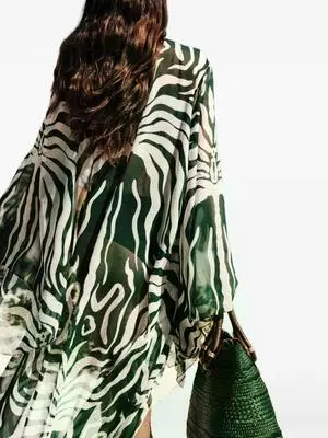 Johanna Ortiz Zebra-print Kimono - Green