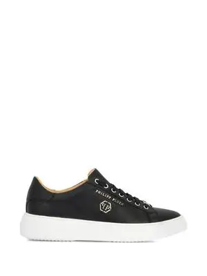 Philipp Plein Hexagon Logo Leather Sneakers - Black