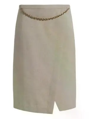 Alberta Ferretti Slit-detail Midi Skirt With Chain Detail