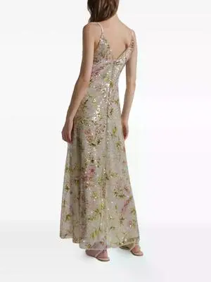 Alberta Ferretti Floral-pattern Maxi Dress - Neutrals