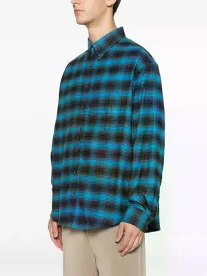 LC23 Plaid-pattern Buttoned Shirt - Blue