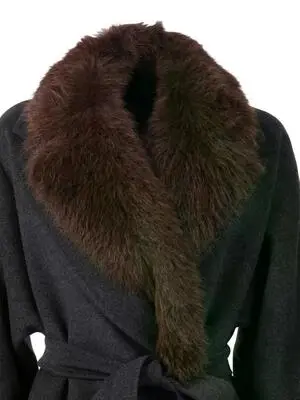 Max Mara Fur Collar Belted Coat