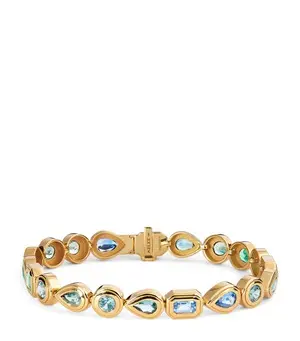 AZLEE Yellow Emerald And Sapphire Staircase Bracelet - Gold