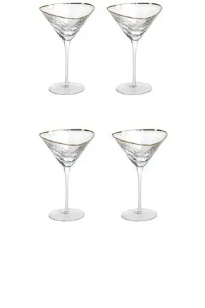 THE FAVORITES Aperitivo Triangular Martini Glasses Set Of 4 - Clear & Gold