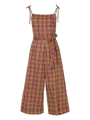 Lhd Tie-strap Checked Jumpsuit