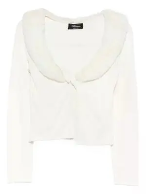 Blumarine Faux-fur-collar Cardigan - White
