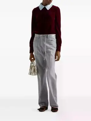 Prada Velvet Top With Detachable Collar - Red