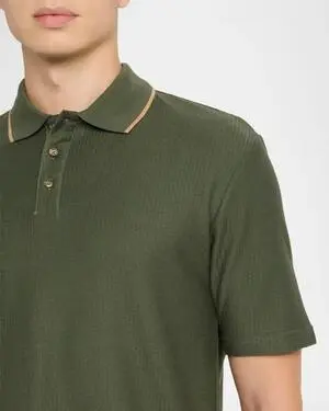 Scotch & Soda Apos;s Cotton Micro-chevron Classic Fit Polo Shirt - Thyme