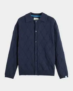 Scotch & Soda Openwork Knit Button-down Shirt - Sky Captai