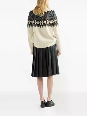 Prada Intarsia Turtleneck Ribbed Sweater - Neutrals
