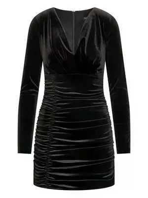 ACTUALEE Ruched Velvet Dress - Black
