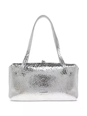JIL SANDER Textured Leather Shoulder Bag - Silver