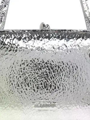 JIL SANDER Textured Leather Shoulder Bag - Silver